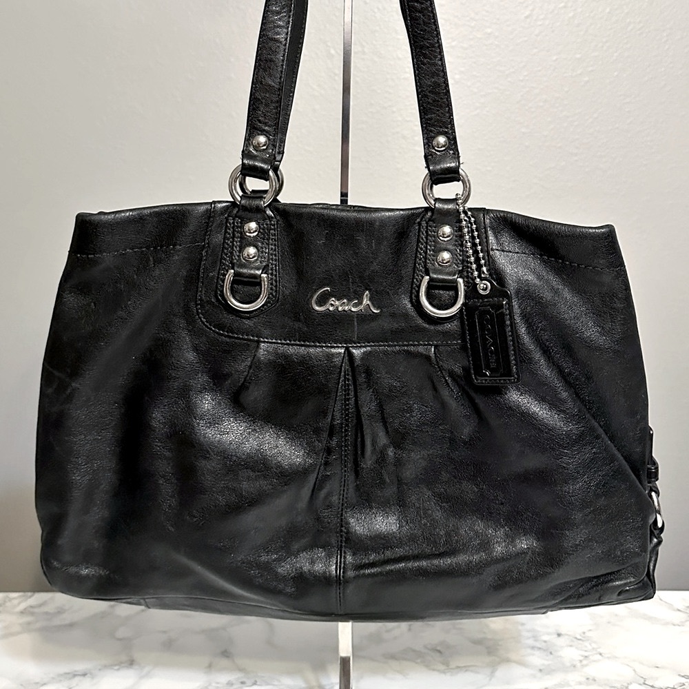 Coach Ashley Leather Carry All Black Shoulder Bag 3 C… - Gem